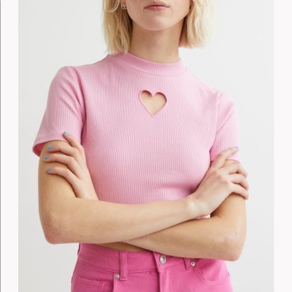 Divided | Tops | Cut Out Heart Crop Top | Poshmark